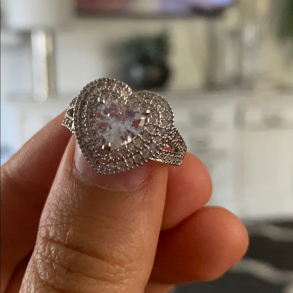 Jewelry | 925 Silver Ring Heart Shaped Sapphire Weddingring | Poshmark